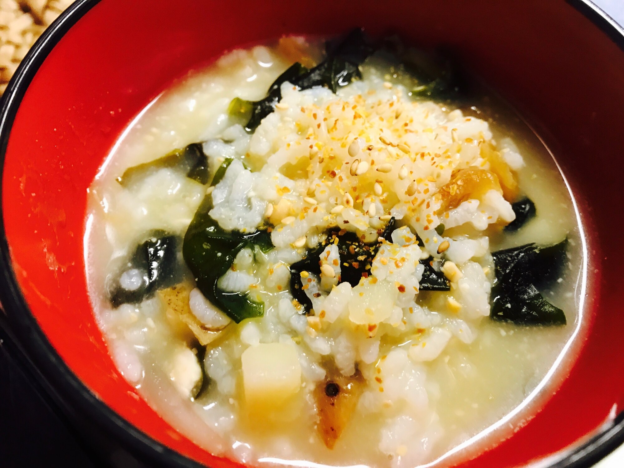 リメイク！じゃがいも梅わかめ味噌汁雑炊 レシピ・作り方 by たかまさ20010911 - 楽天レシピ