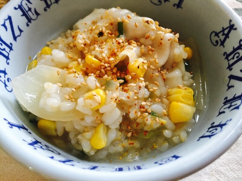 リメイク！ネギトウモロコシ餃子コンソメスープ雑炊 レシピ・作り方 by たかまさ20010911 - 楽天レシピ