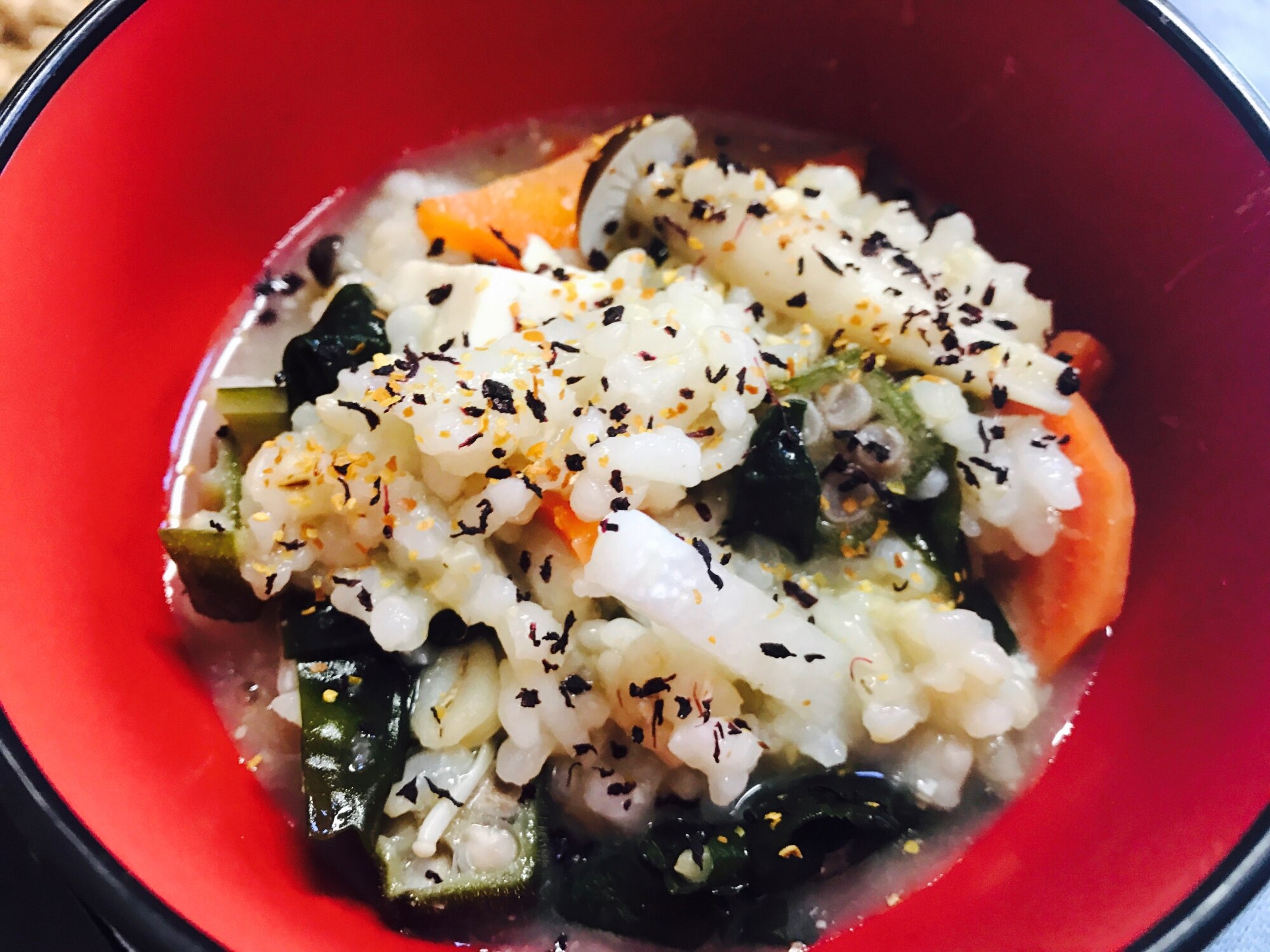 リメイク！ナガイモわかめのゆかり味噌汁雑炊 レシピ・作り方 by たかまさ20010911｜楽天レシピ