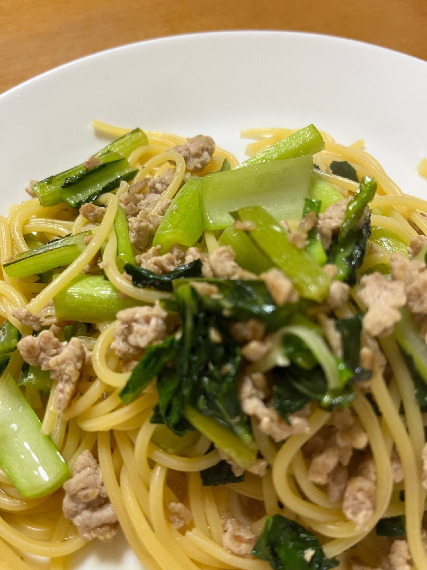 豚挽肉と小松菜の和風パスタ レシピ・作り方 by しゅあちゃん☆ - 楽天レシピ